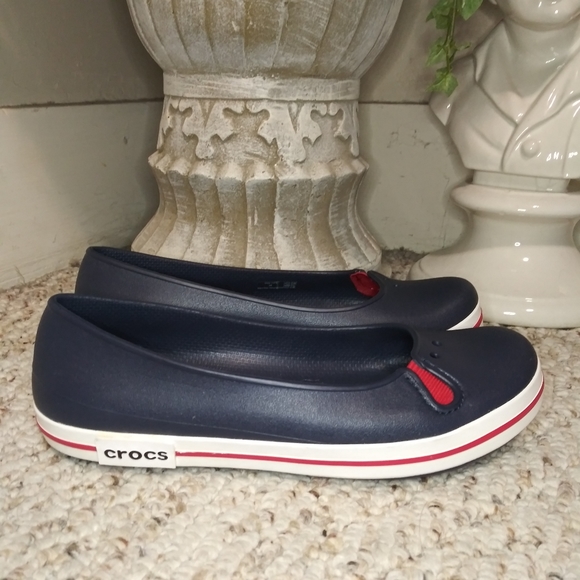 CROCS | Shoes | Crocs Crocband Red White Blue Ballerina Style Flats ...